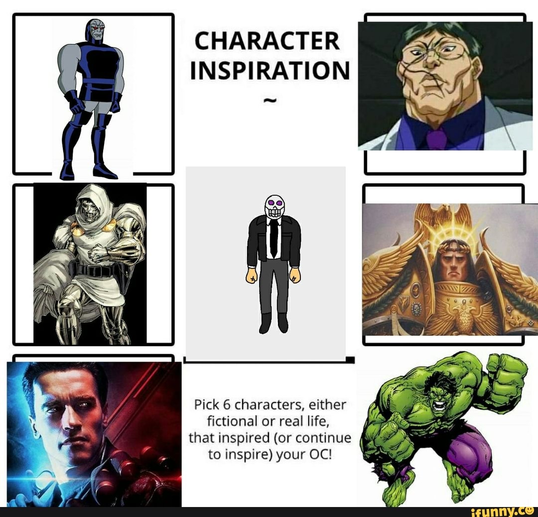 CHARACTER INSPIRATION Pick 6 characters, either fictional or real life ...
