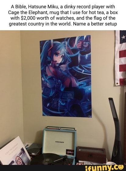 A Bible, Hatsune Miku, a dinky record player with Cage the Elephant ...