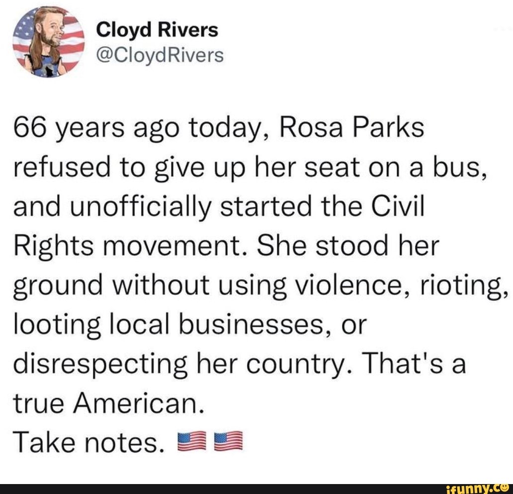 66 years ago today, Rosa Parks refused to give up her seat on a bus ...