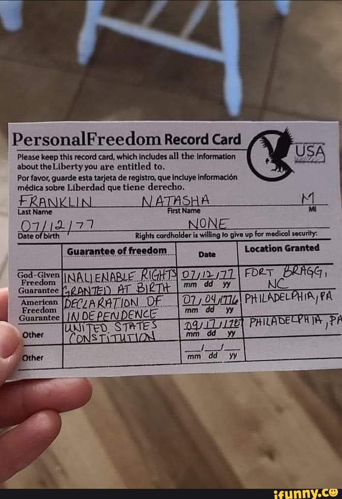 PersonalFreedom Record Card Please keep this record card, which ...