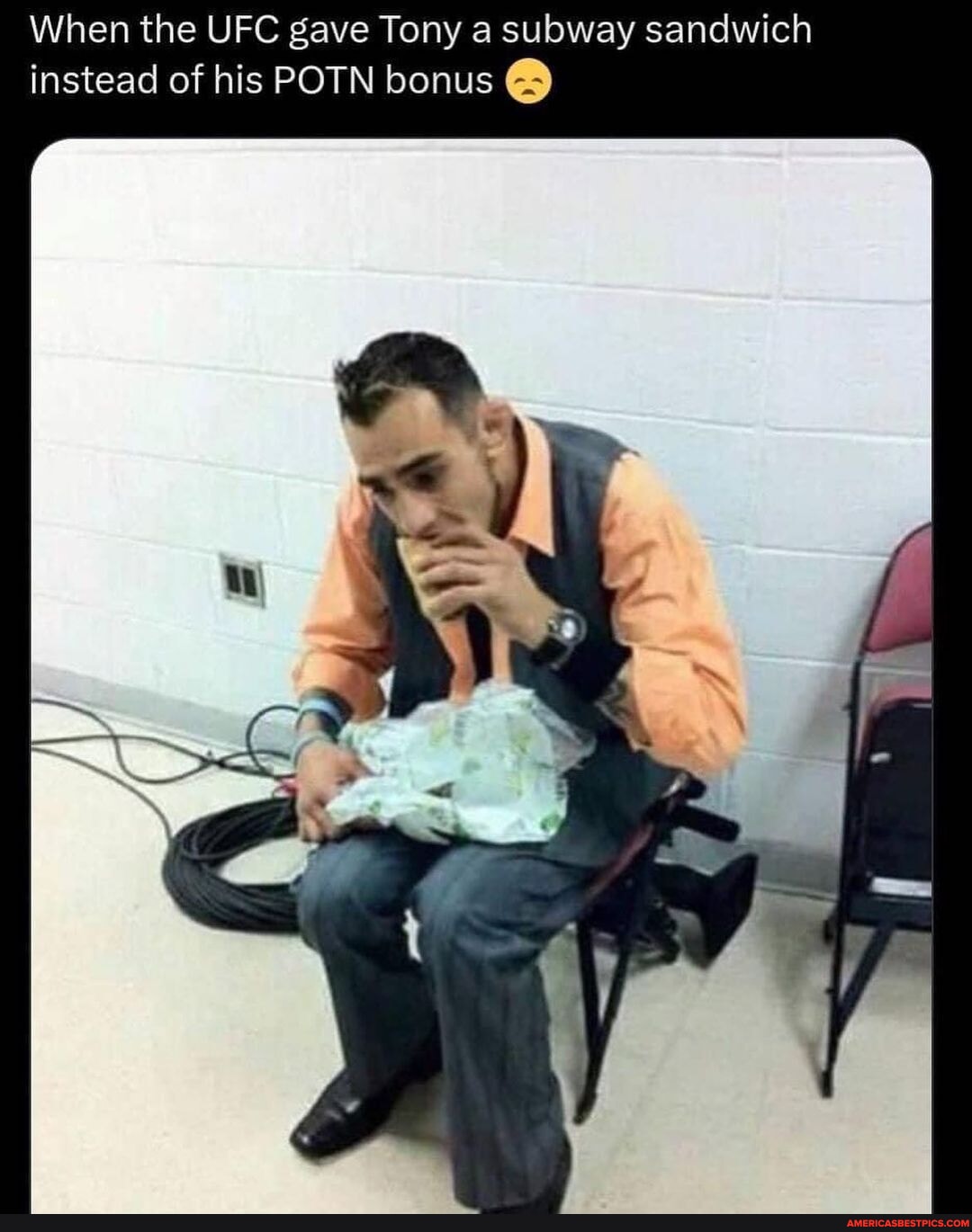 Respect 🙌🏻😂 - When the UFC gave Tony a subway sandwich instead of his ...