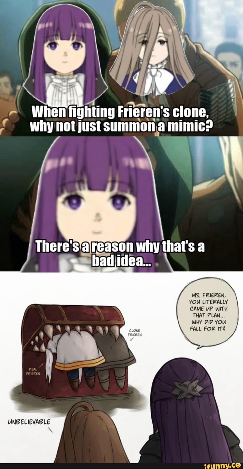 When fighting Frieren's clone, why not just summon a mimic? There's ...