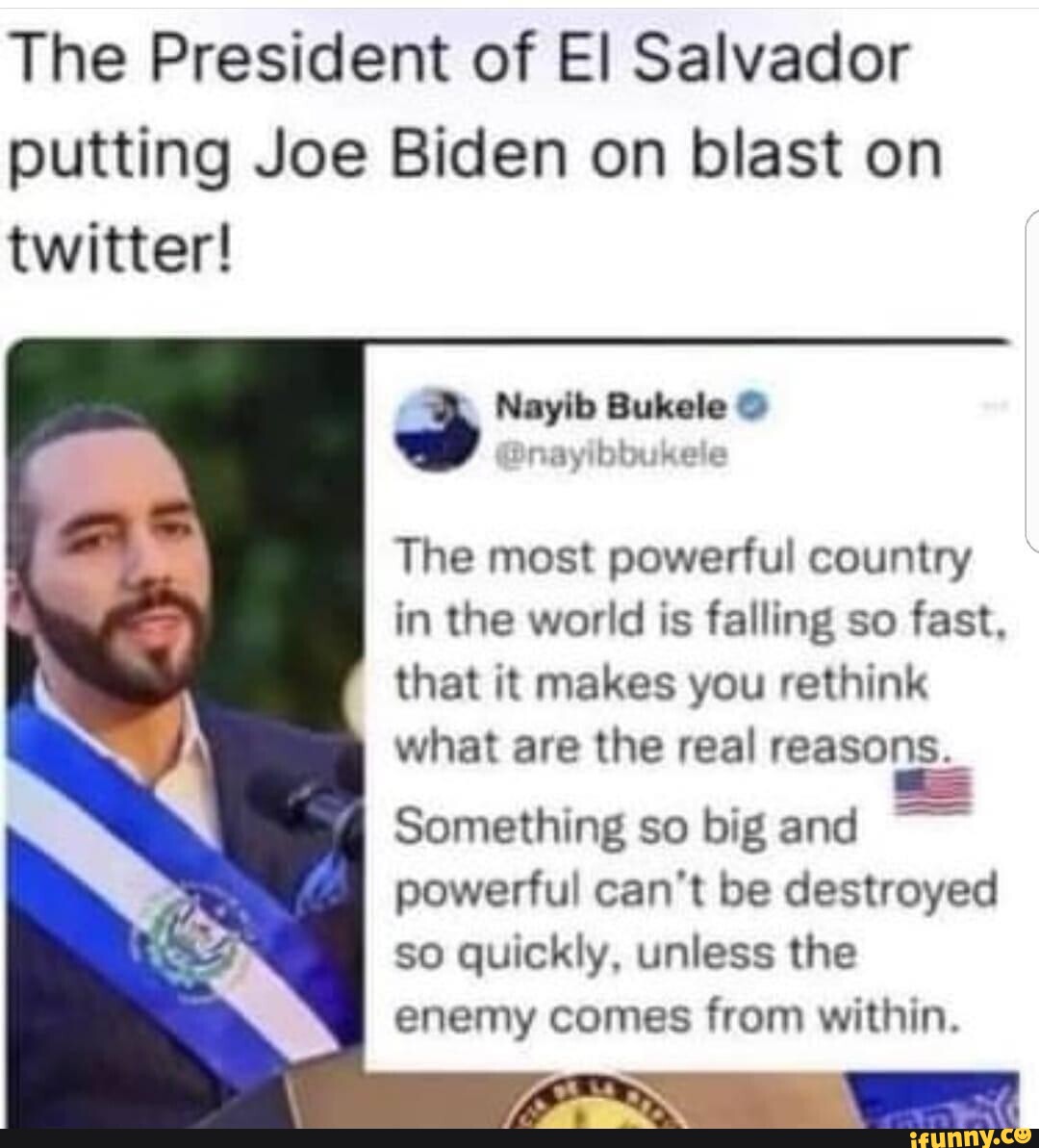 The President of El Salvador putting Joe Biden on blast on twitter ...