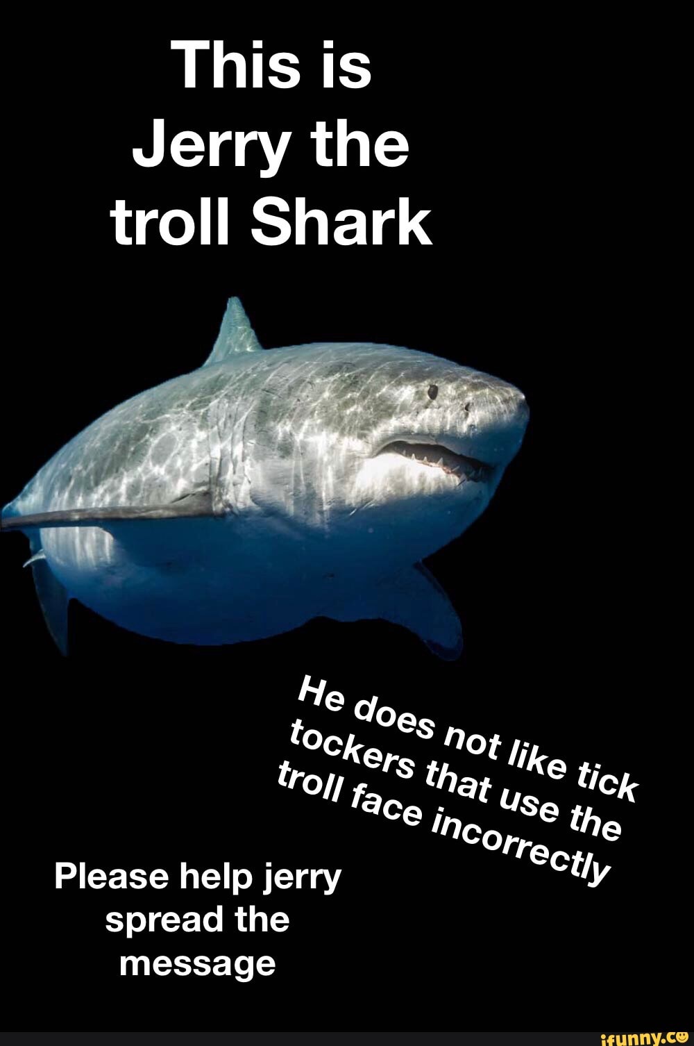 This is Jerry the troll Shark He do loc, es Not j; troy rs that tick ...