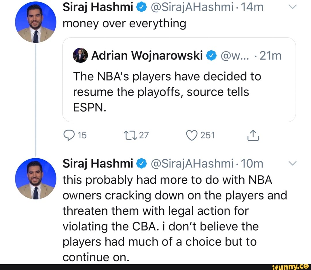 Siraj Hashmi @SirajAHashmi- I money over everything @ Adrian ...