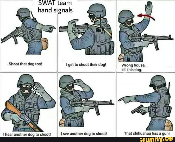SWAT team hand signals 'Shoot that dog too! get to shoot their dog ...