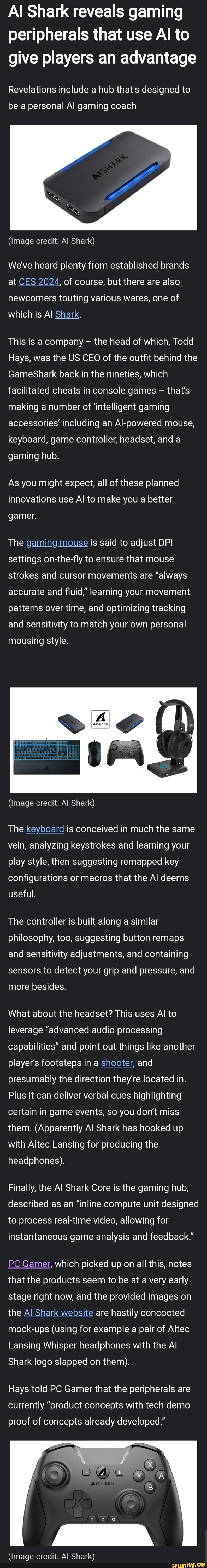 Al Shark reveals gaming peripherals that use Al to give players an ...