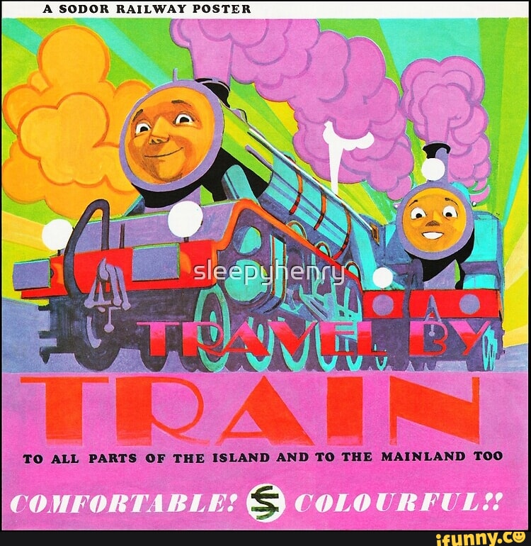 A SODOR RAILWAY POSTER TO ALL PARTS oF THE ISLAND AND TO 'THE MAINLAND ...