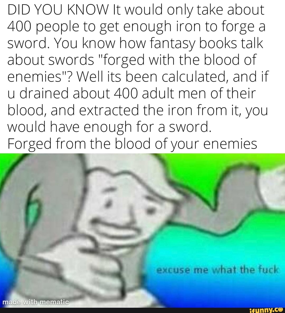 DID YOU KNOW It would only take about 400 people to get enough iron to ...