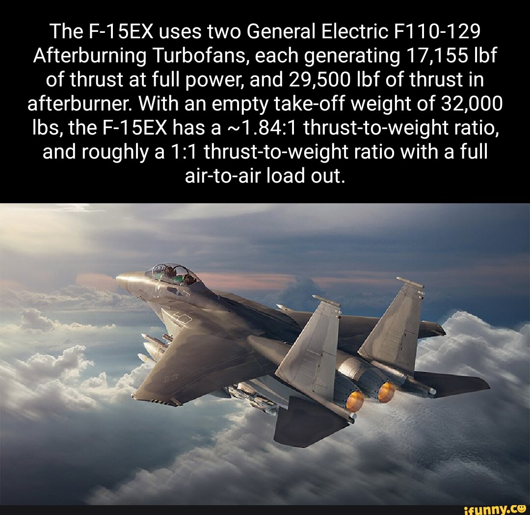The F-15EX uses two General Electric F110-129 Afterburning Turbofans ...