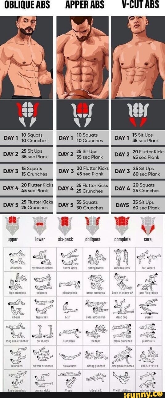 OBLIQUEABS APPERABS ABS Oe 10 Squats 10 Squats 15 Sit Ups DAY ...