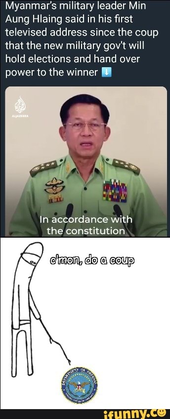 Myanmar's military leader Min Aung Hlaing said in his first televised ...