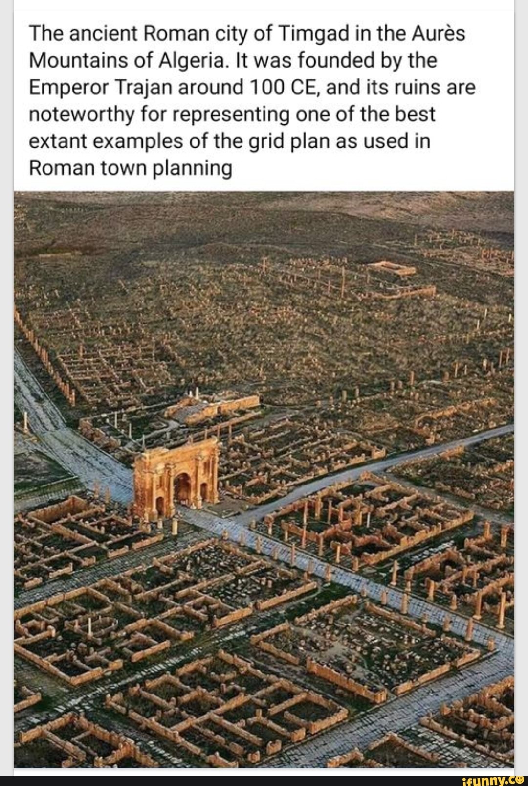 The ancient Roman city of Timgad in the Aures Mountains of Algeria. It ...