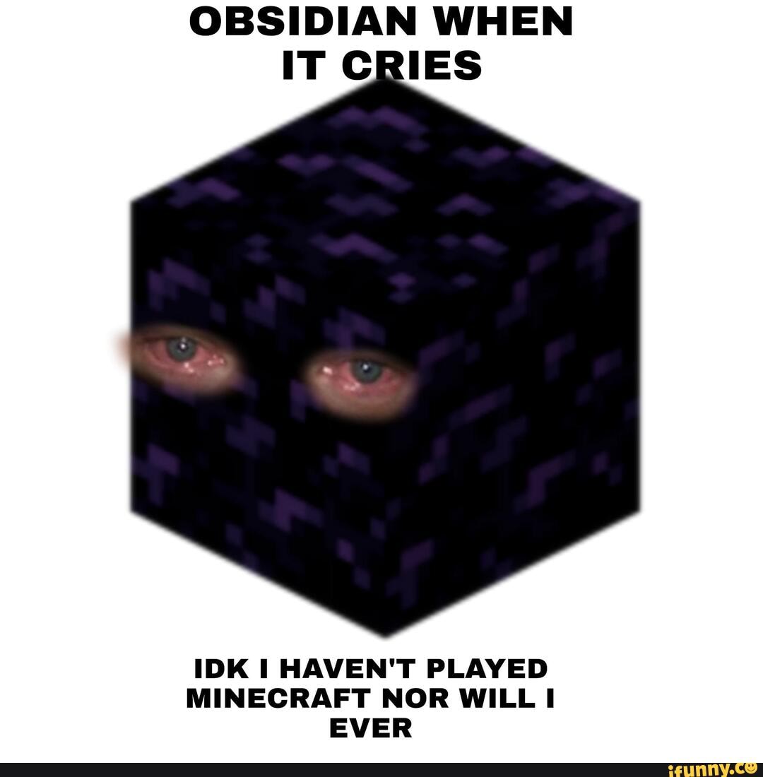OBSIDIAN WHEN IT CRIES IDK HAVEN'T PLAYED MINECRAFT NOR WILL EVER - iFunny