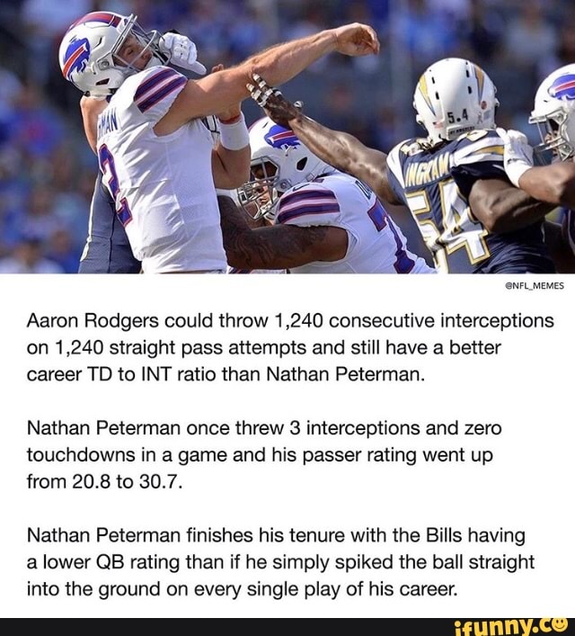 W. MEMES Aaron Rodgers could throw 1,240 consecutive interceptions on ...