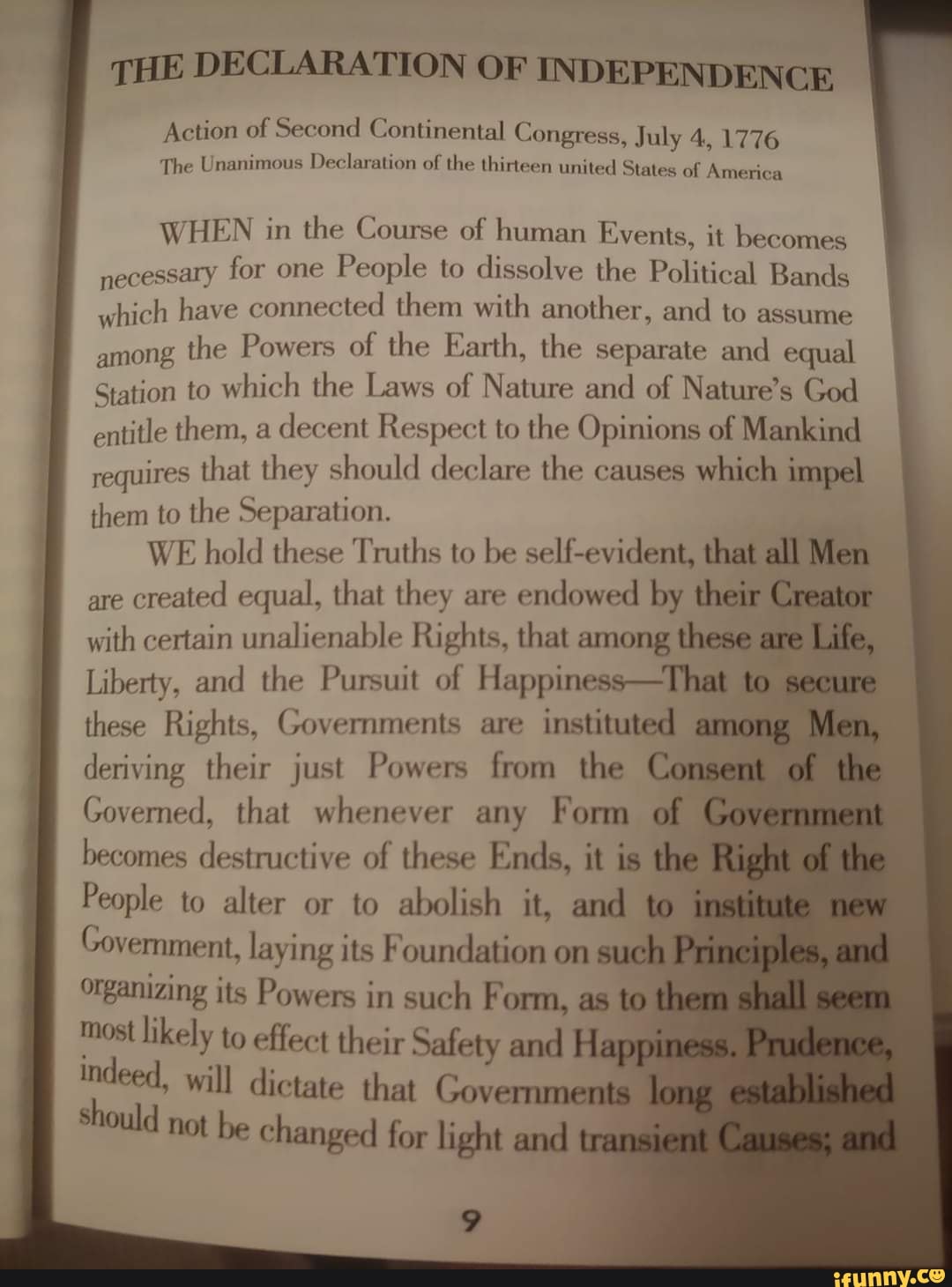 THE DECLARATION OF INDEPENDENCE Action of Second Continental Congress ...