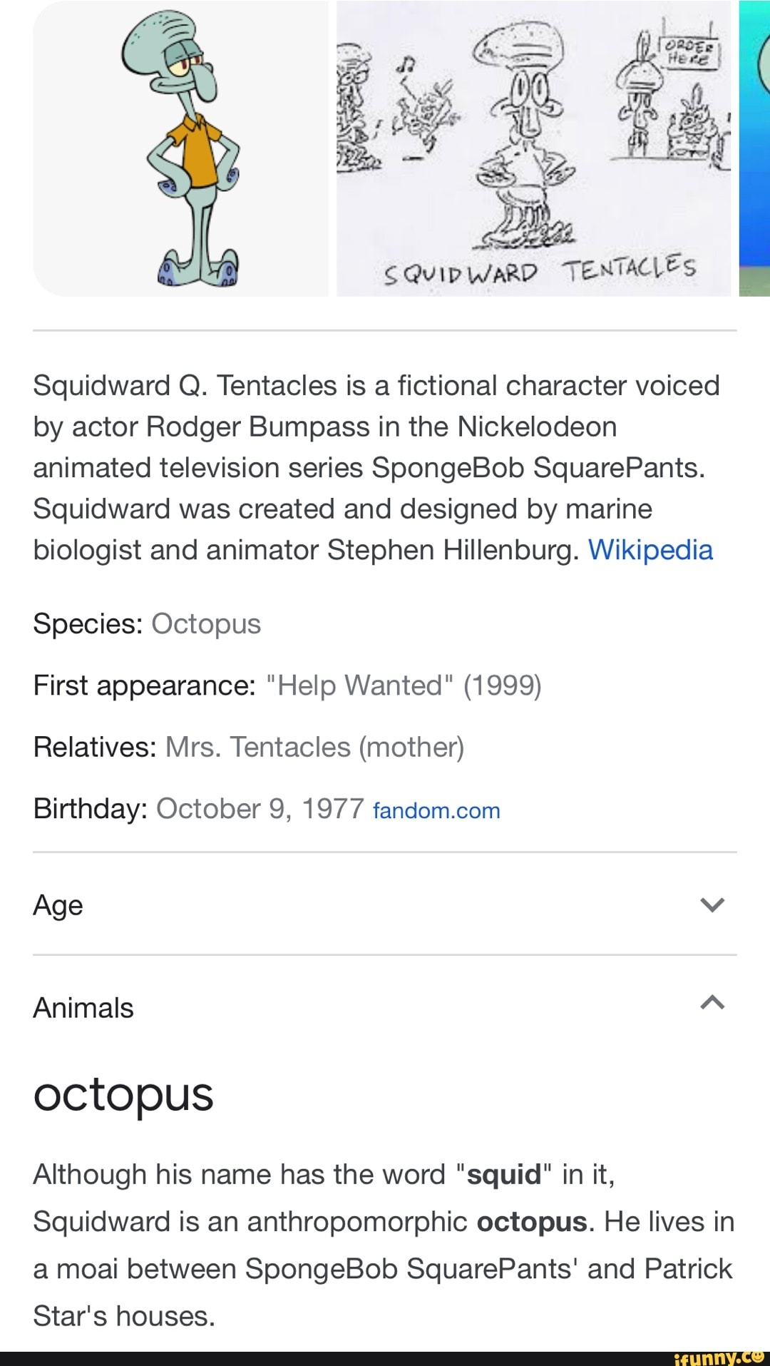 WARD TENTACLES Squidward Q. Tentacles is a fictional character voiced ...