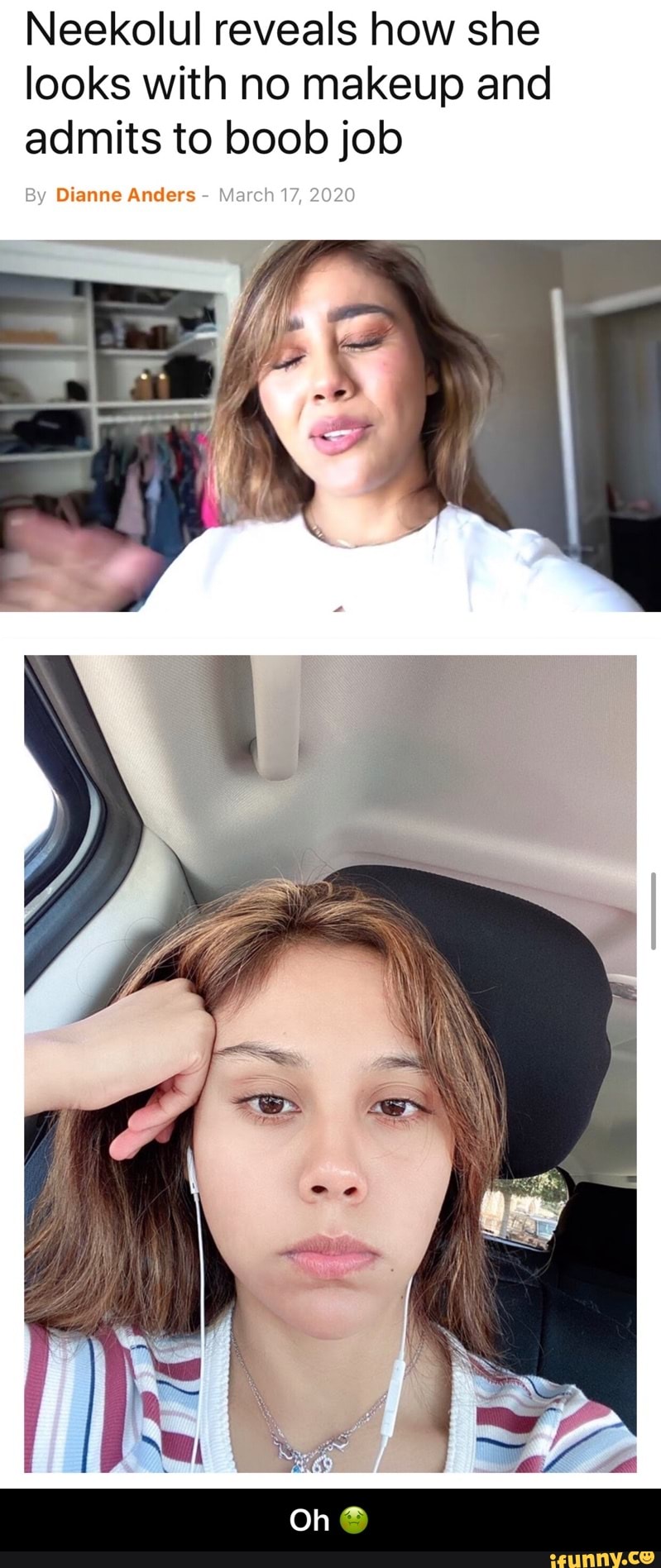 Neekolul reveals how she looks with no makeup and admits to boob job ...