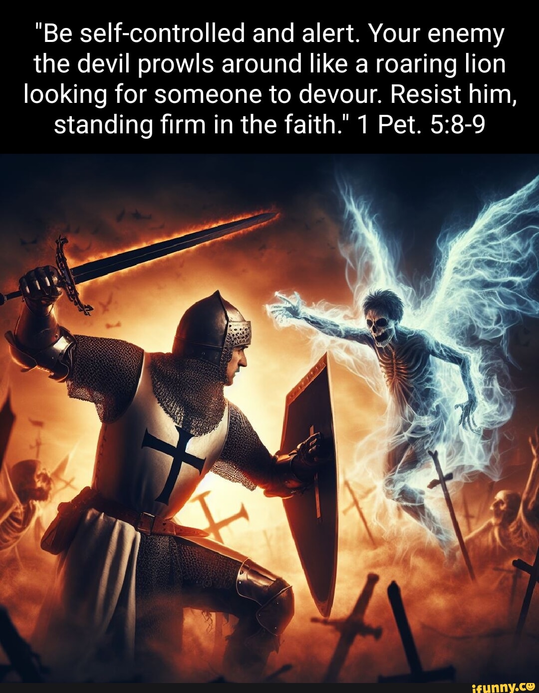 "Be self-controlled and alert. Your enemy the devil prowls around like ...