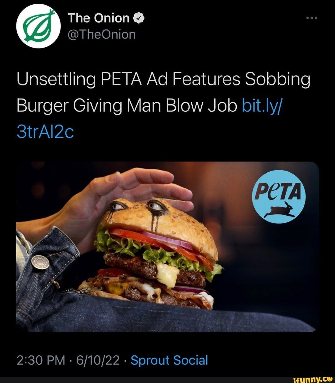 Unsettling PETA Ad Features Sobbing Burger Giving Man Blow Job bit.ly ...