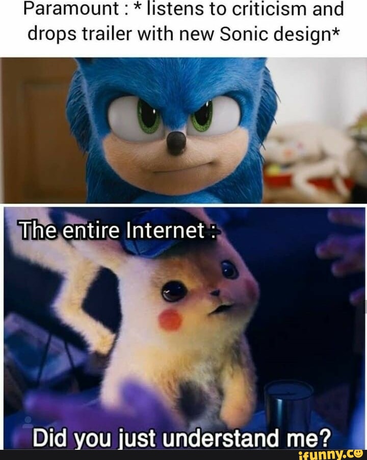 Paramount : * listens to criticism and drops trailer with new Sonic ...
