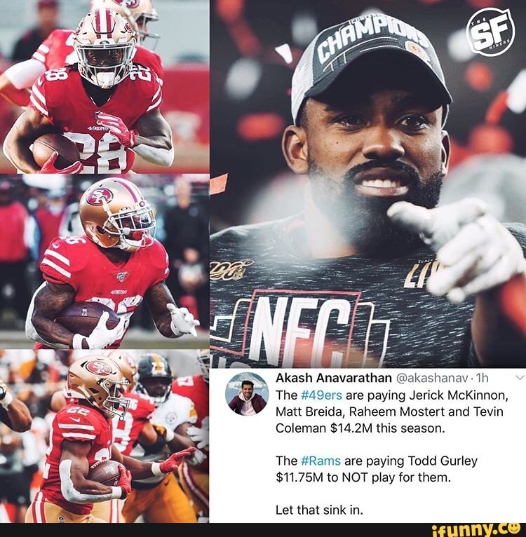 Paying erick é Matt Breida, Raheem Mostert and Tevin Coleman $14.2M ...