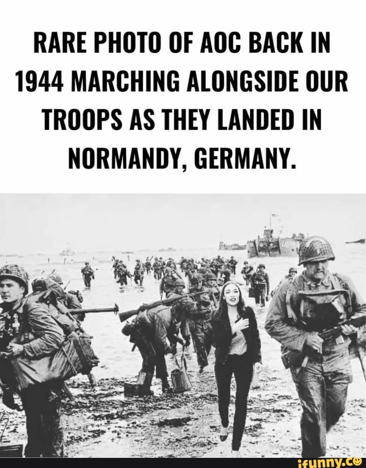 RARE PHOTO OF AOC BACK IN 1944 MARCHING ALONGSIDE OUR TROOPS AS THEY ...