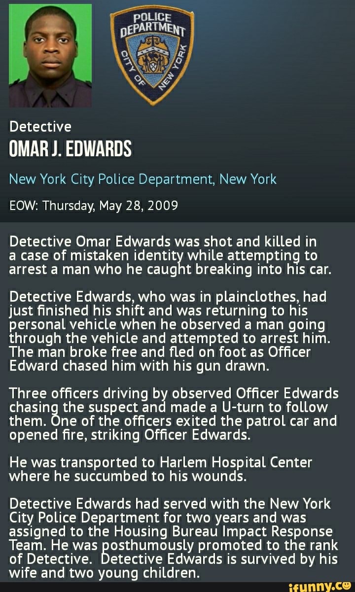 - pOLice Detective OMAR J. EDWARDS New York City Police Department, New ...