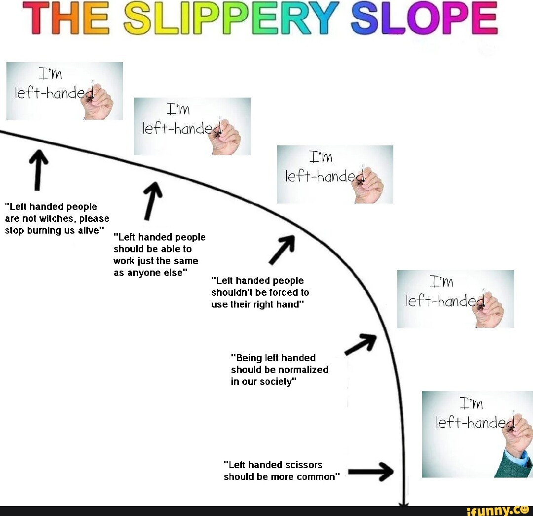 THE SLIPPERY SLOPE rm left "Left handed people should be able to work ...