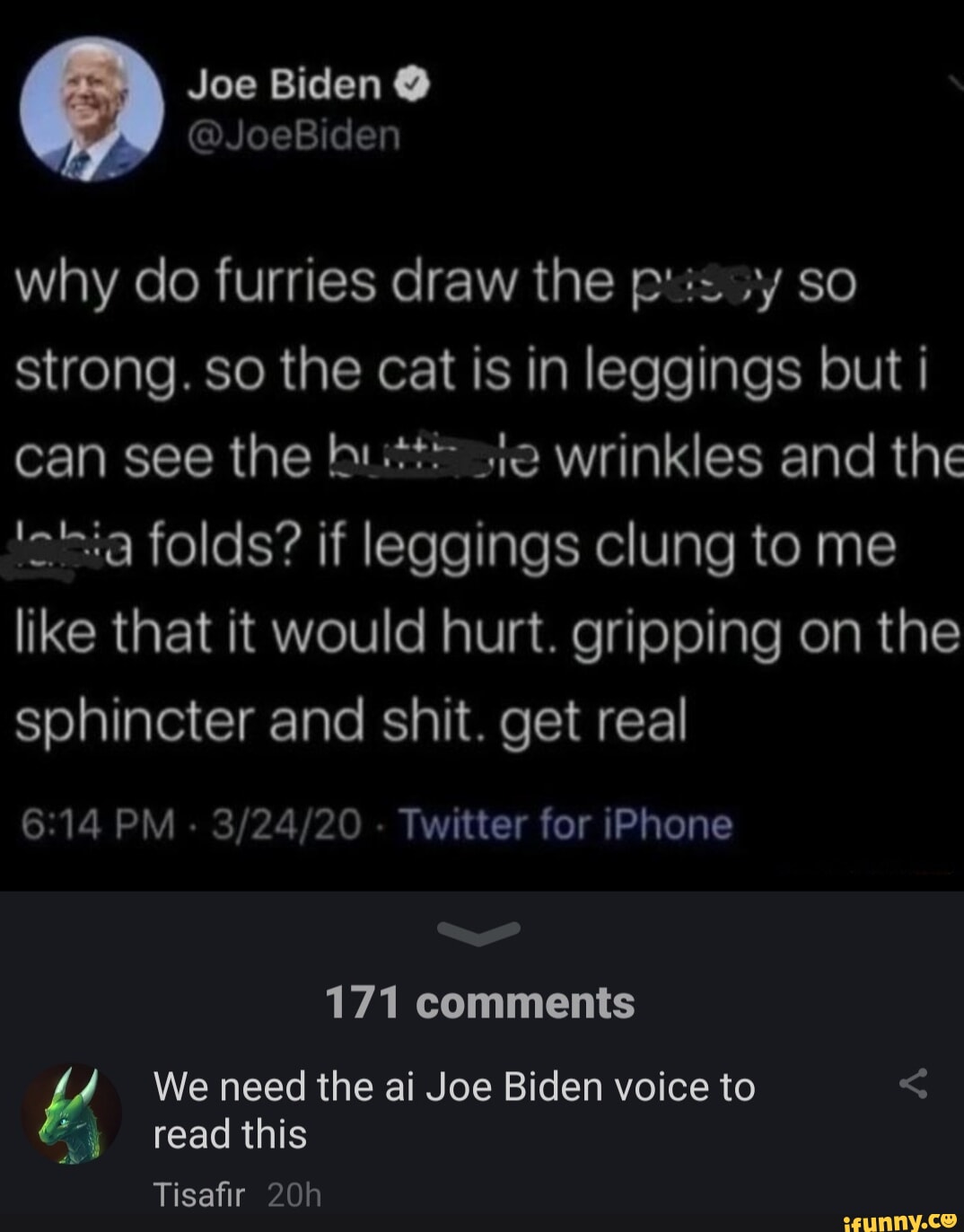 Joe Biden why do furries draw the prisvy so strong. so the cat is in ...