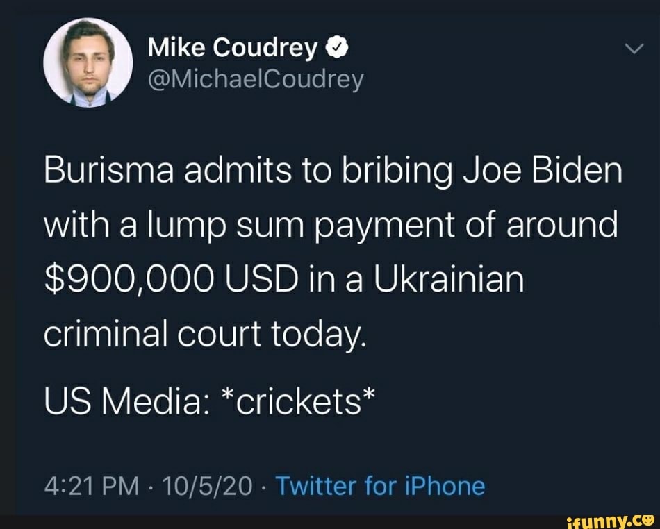 Mike Coudrey @MichaelCoudrey Burisma admits to bribing Joe Biden with a ...