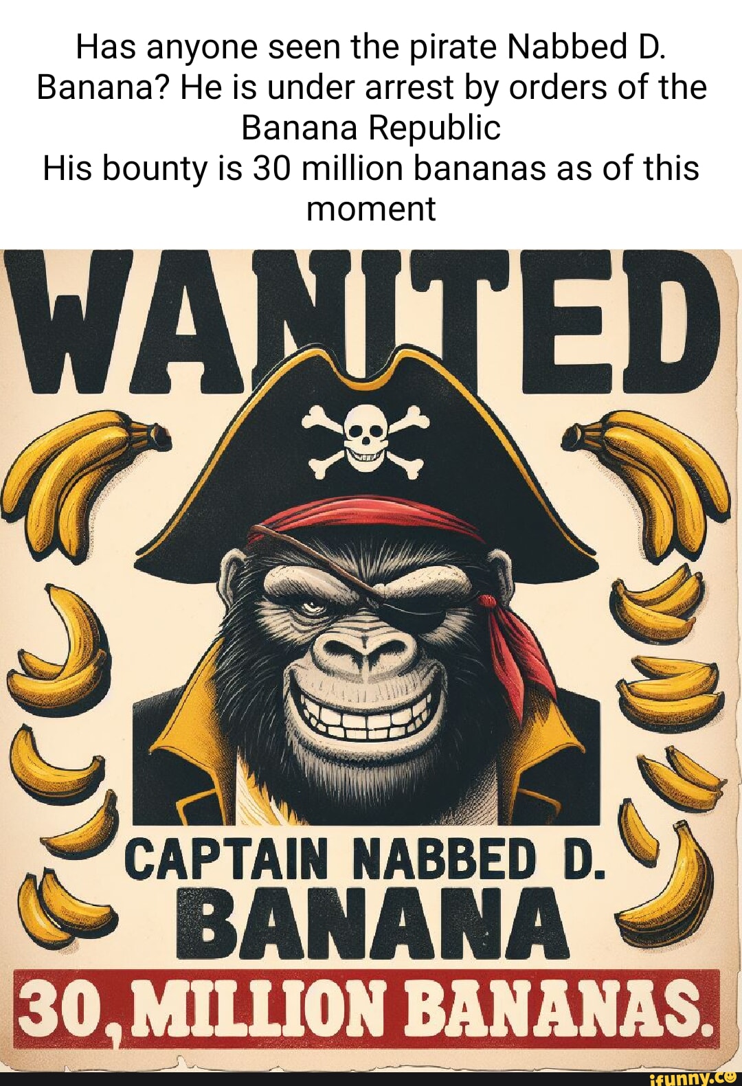 Has Anyone Seen The Pirate Nabbed D Banana He Is Under Arrest By