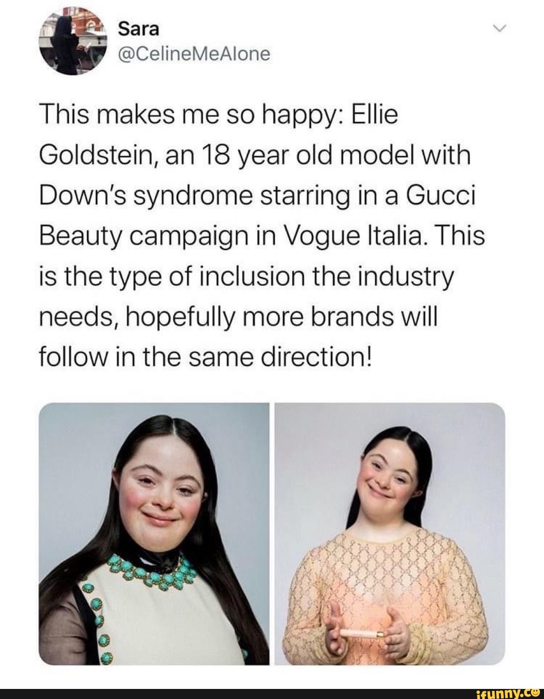 This makes me so happy: Ellie Goldstein, an 18 year old model with Down ...