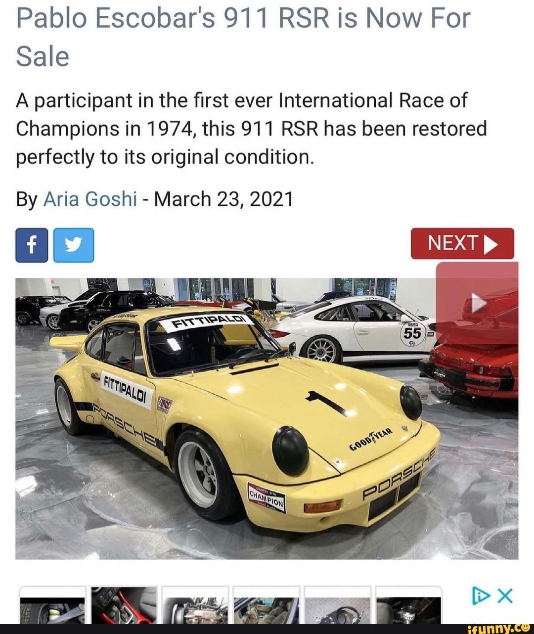 Pablo Escobar's 911 RSR is Now For Sale A participant in the first ever ...