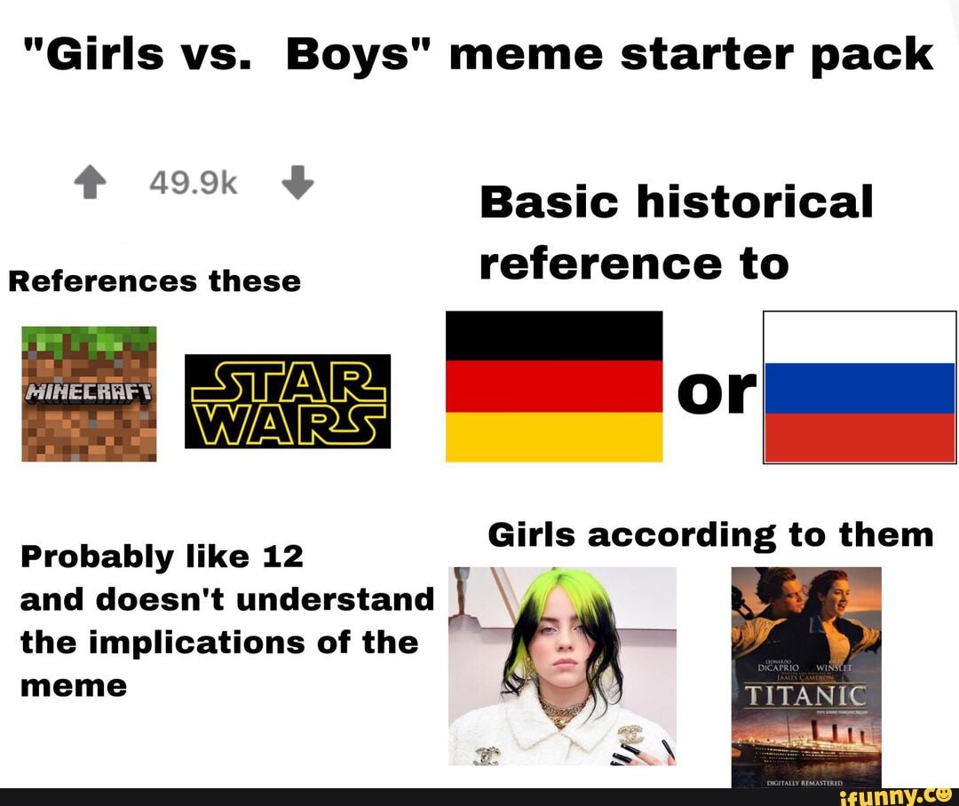 "Girls vs. Boys" meme starter pack Basic historical References these ...