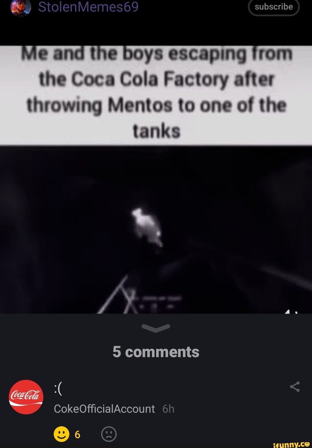 StolenMemes69 subscribe boys escaping from the Coca Cola Factory after ...