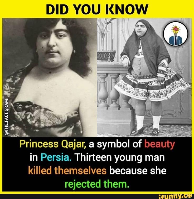 Princess Qajar, a symbol of beauty in Persia. Thirteen young man killed ...