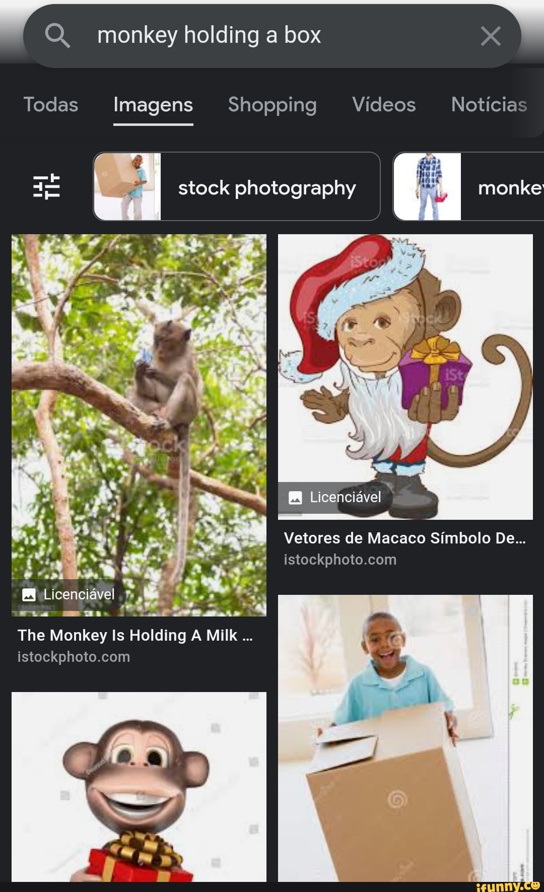 OQ, monkey holding a box Todas Imagens Shopping Vídeos Notícia Notícia ...
