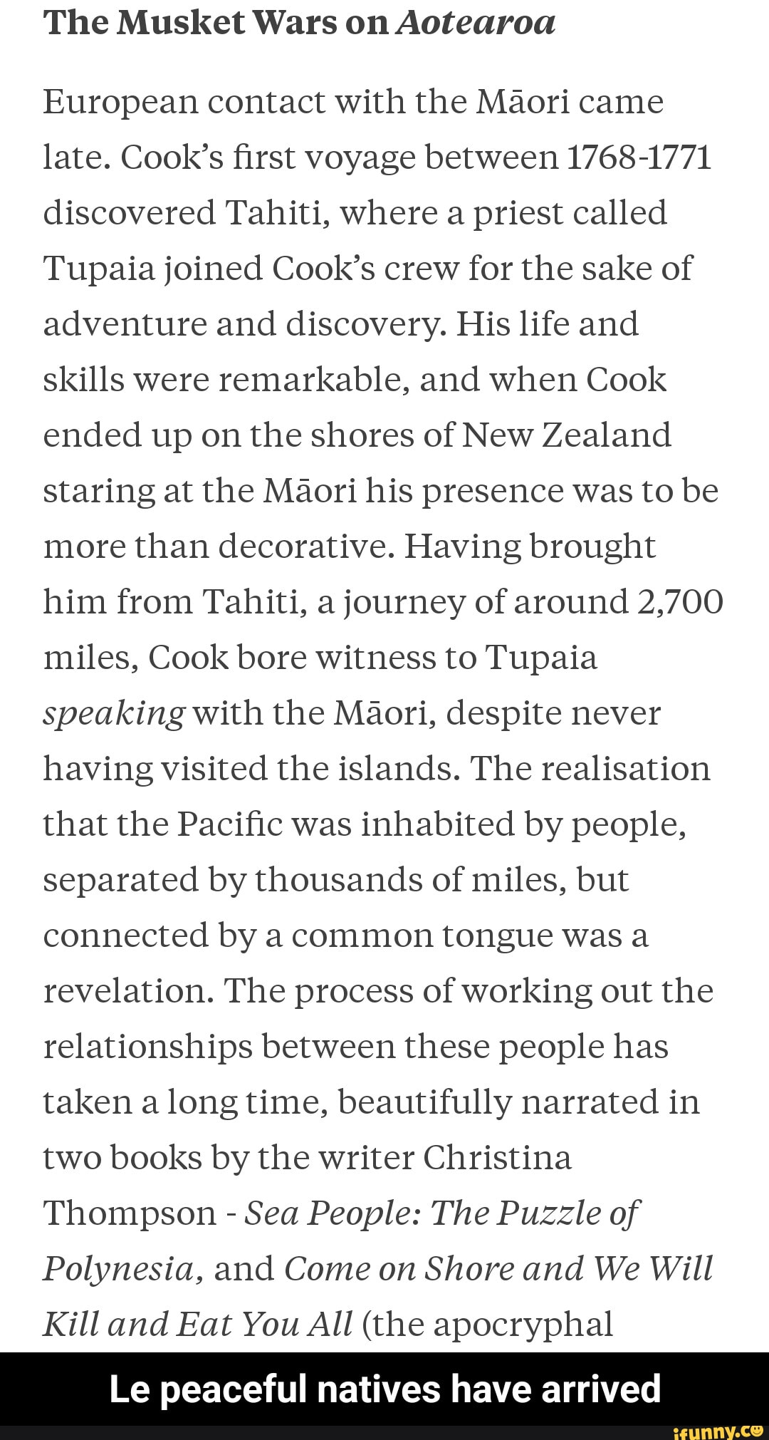 The Musket Wars on Aotearoa European contact with the Maori came late ...