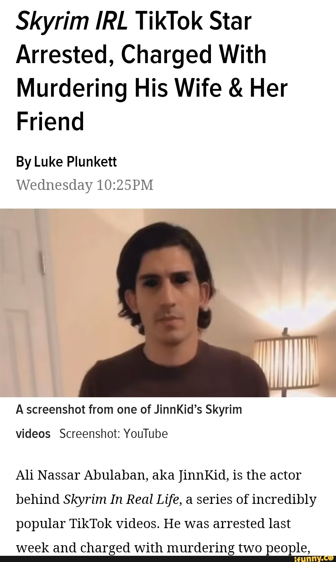 Skyrim IRE TikTok Star Arrested, Charged With Murdering His Wife & Her ...