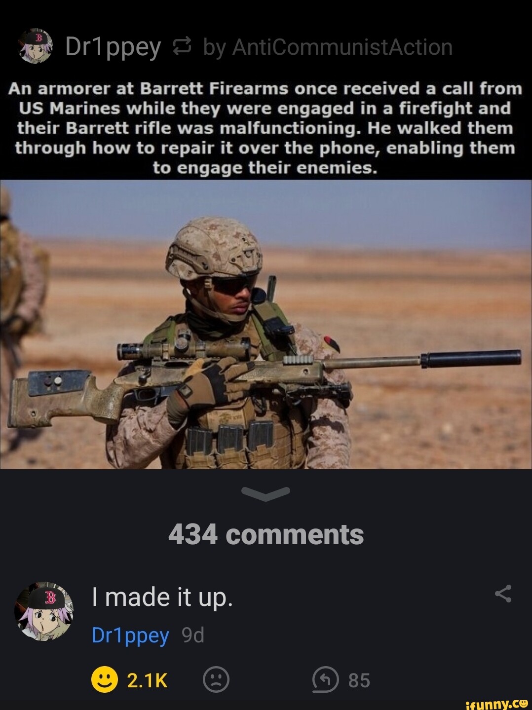 An armorer at Barrett Firearms once received a call from US Marines ...