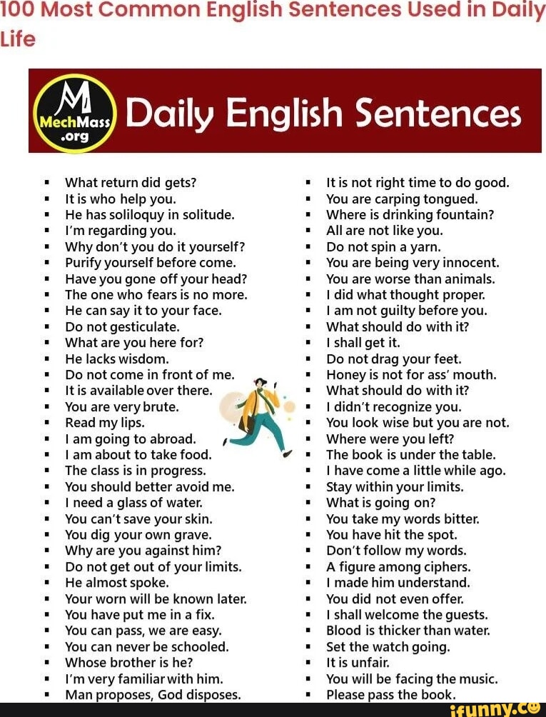 100 Most Common English Sentences Used In Daily Life Mass org What ...