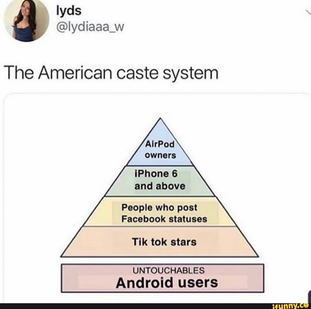 The American caste system IPhone 6 and above People who post Facebook ...