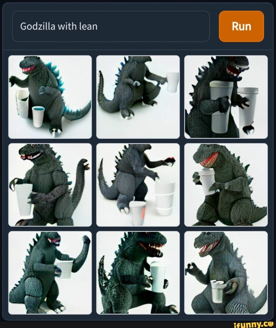 Godzilla with lean Run - iFunny