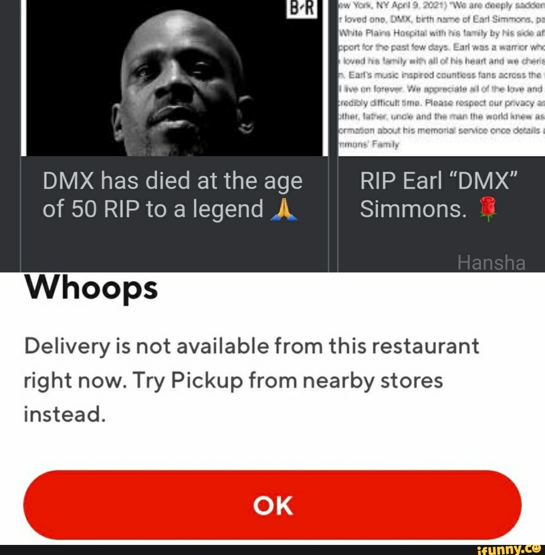 DMxX has died at the age RIP Earl "DMX" of 50 RIP to a legend Simmons ...