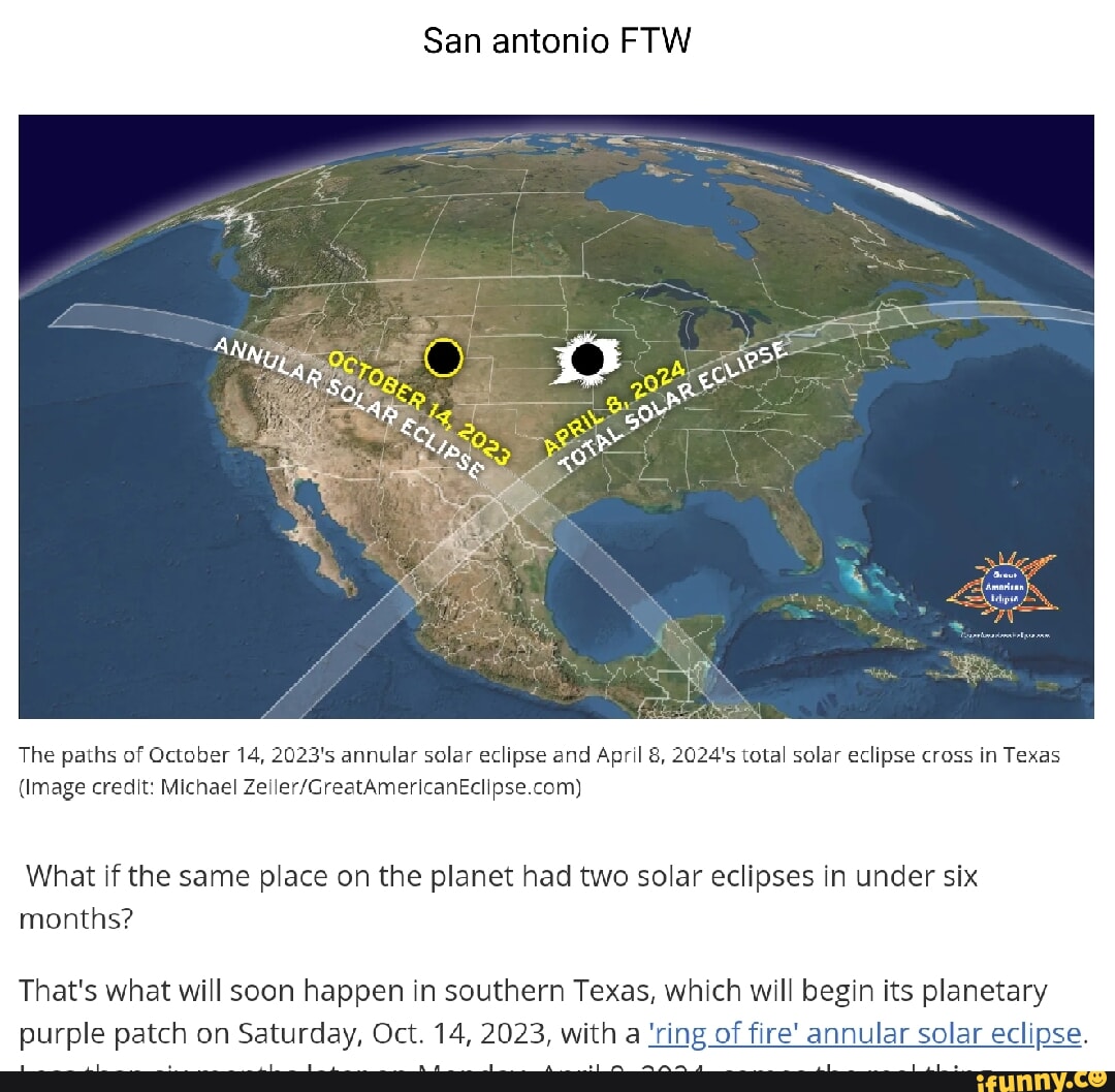 San antonio FTW The paths of October 14, 2023's annular solar eclipse ...