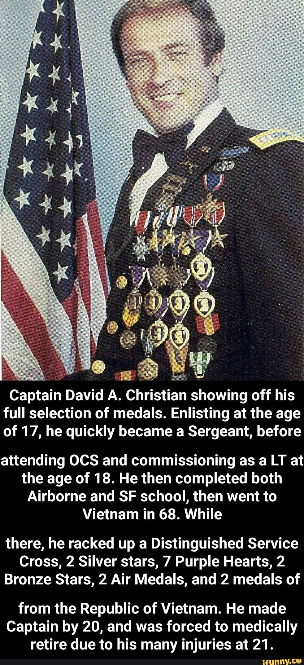 Captain David A. Christian showing off his full selection of medals ...