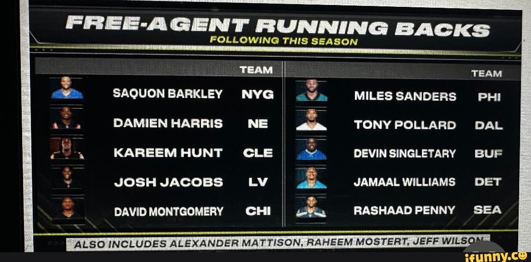 FREE-A GENT RUNNING BACKS FOLLOWING THIS SEASON TRAM TeAM SAQUON ...