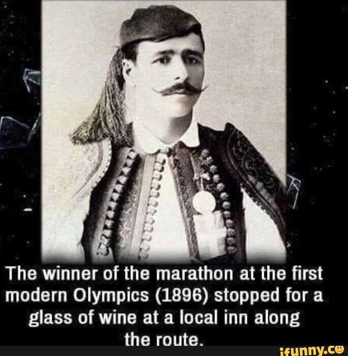 The winner of the marathon at the first modern Olympics (1896) stopped ...