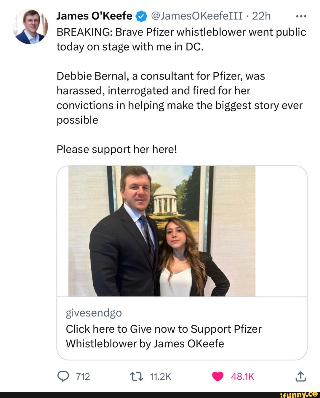 James O'Keefe @JamesOKeefelII - BREAKING: Brave Pfizer whistleblower ...